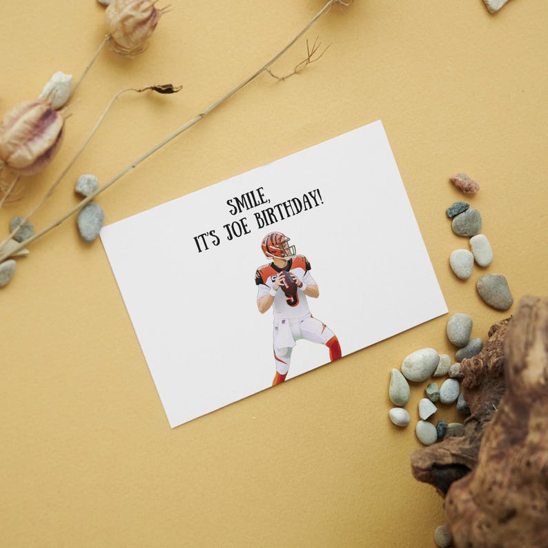 Joe Burrow Cincinnati Bengals NFL Birthday Greeting Card (printable ...