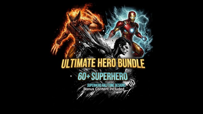 60+ Marvel & DC Halftone PNG Designs Bundle, Superhero Halftone Pack ...