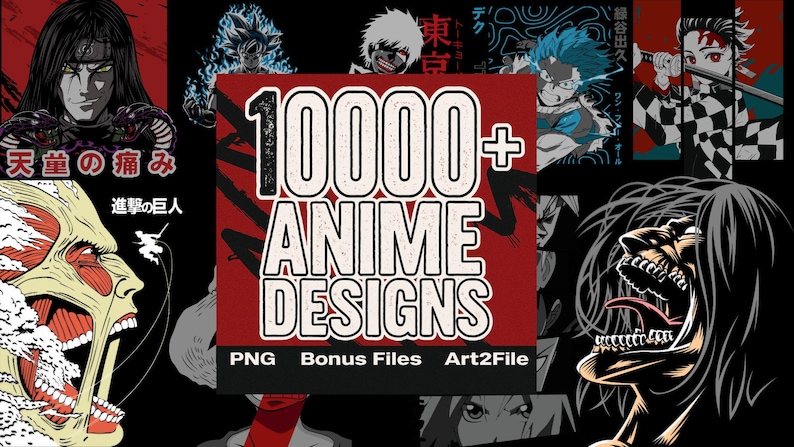 10,000+ Anime Design Bundle PNG+AI Transparent Background Dtg & Pod ...