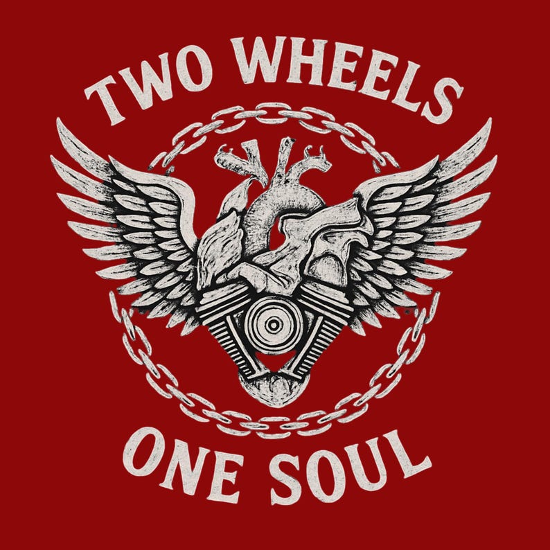 Biker PNG Design: Motorcycle Engine, Heart, Wings (digital Download) - Etsy