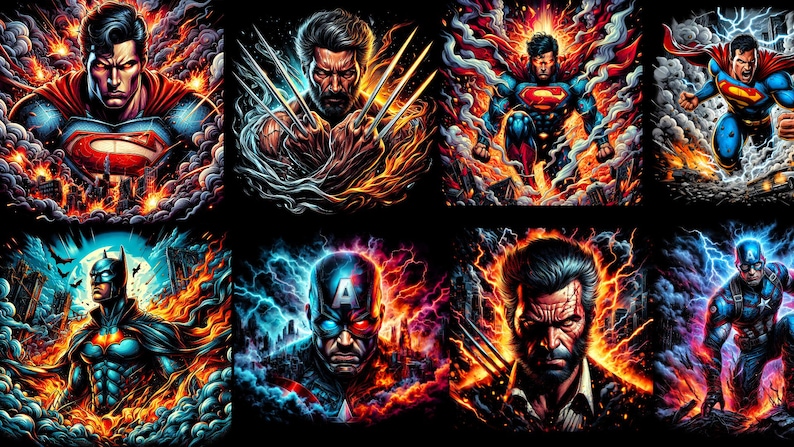 60+ Marvel & DC Halftone PNG Designs Bundle, Superhero Halftone Pack ...