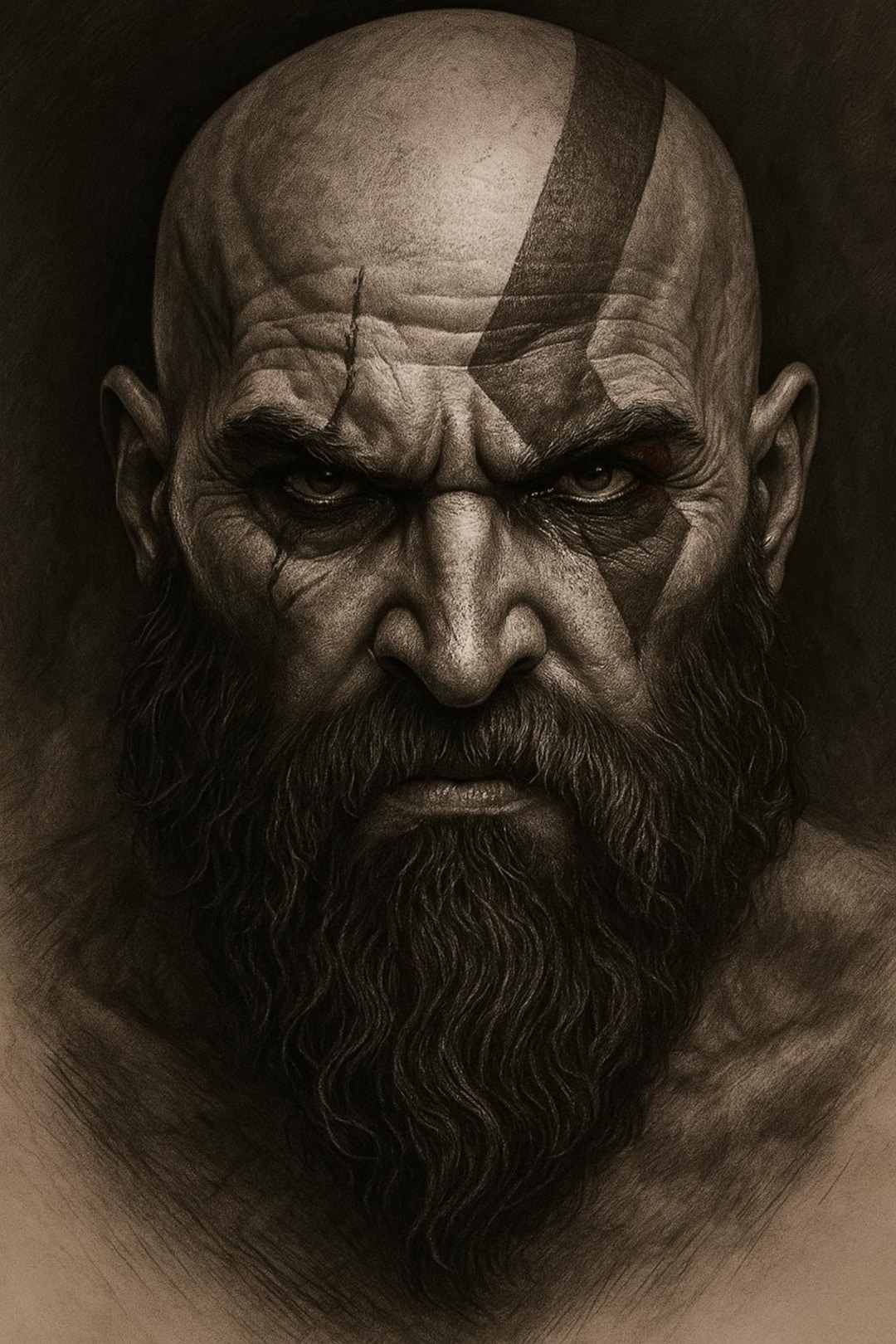 Kratos Tattoo Style SVG & PNG | God of War Skull Art | Norse Mythology ...