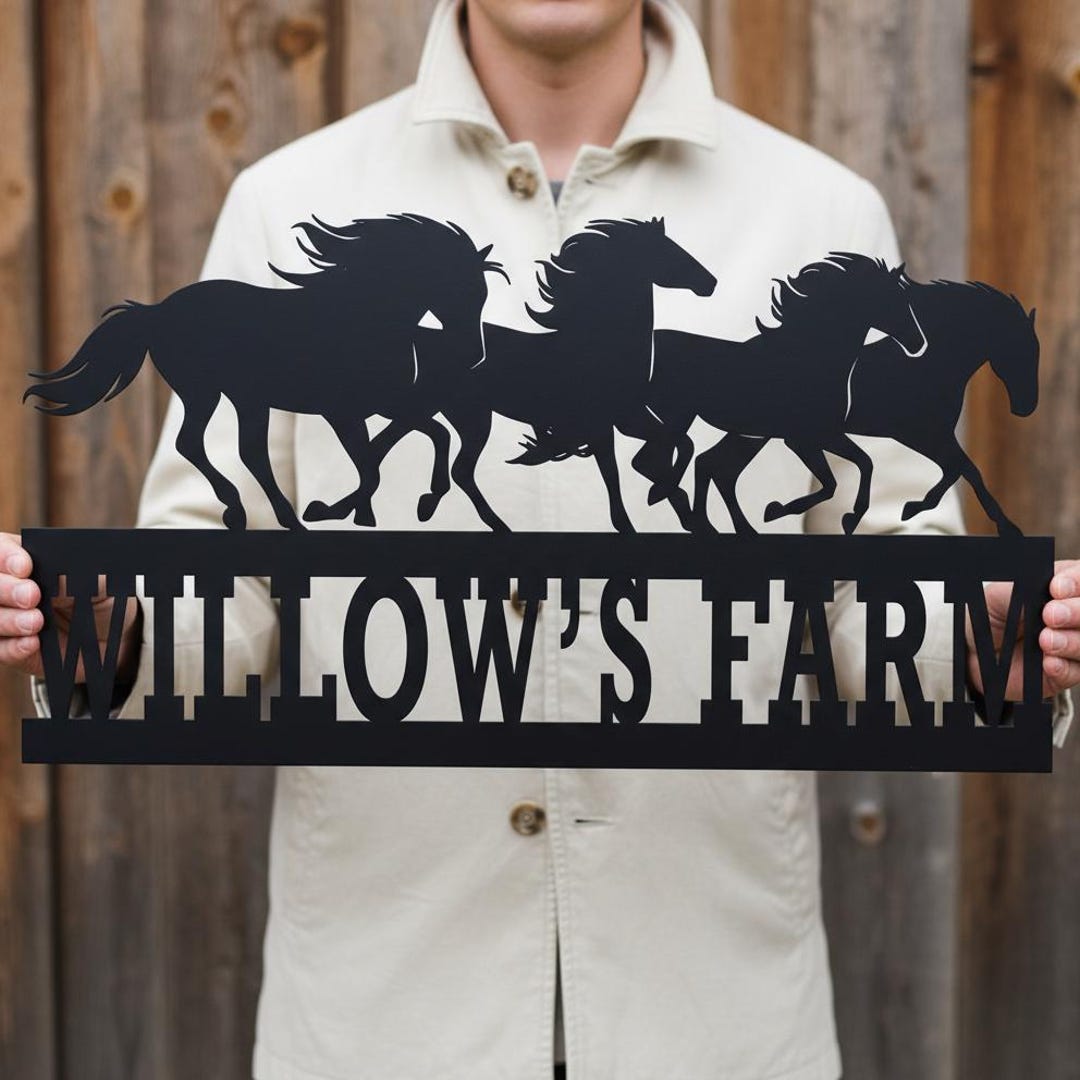Custom Farm Name Sign,metal Horse Farm Sign,personalized Farm Name Art ...