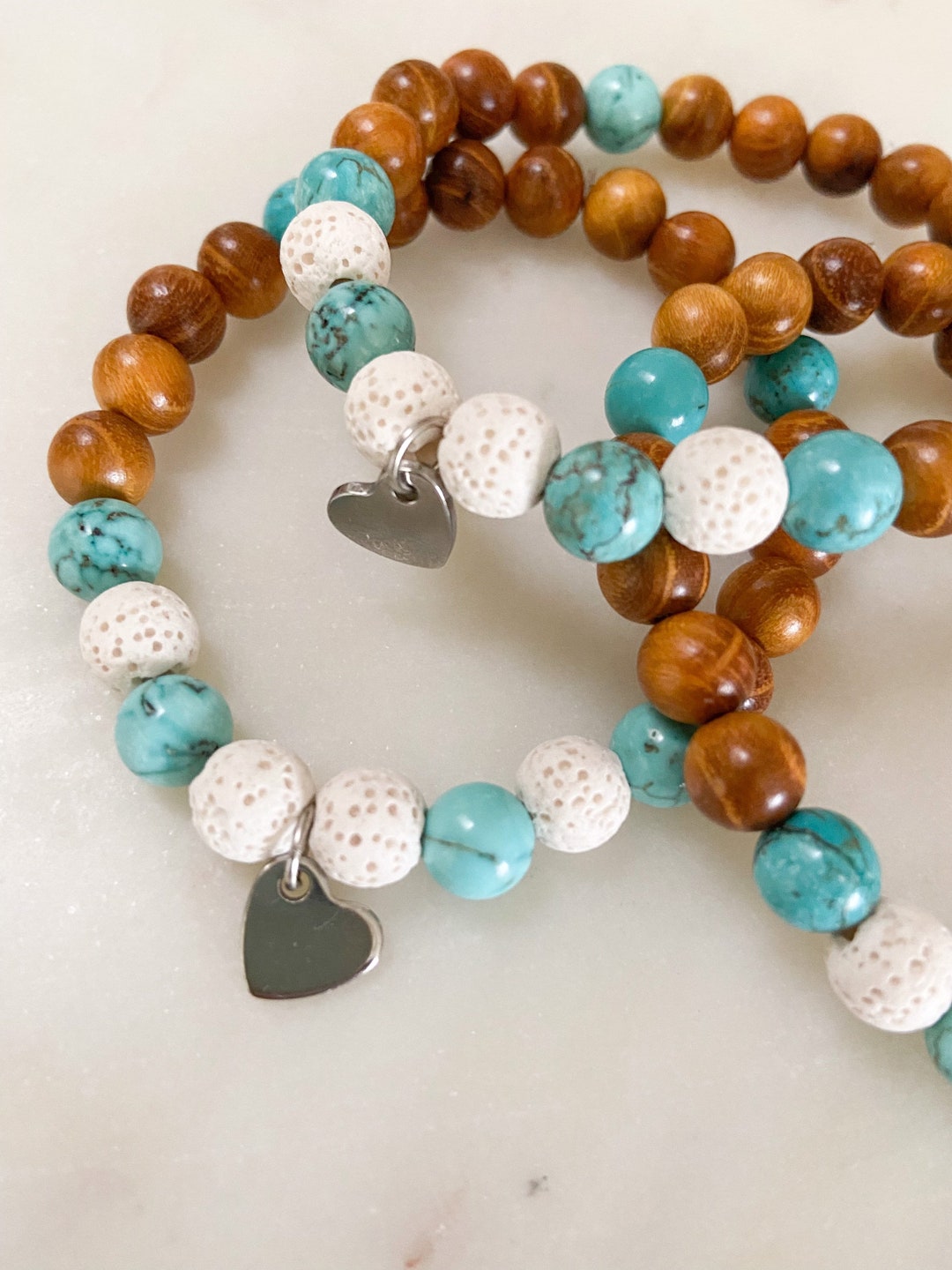 Turquoise and Sandalwood Charm Diffuser Bracelet - Etsy