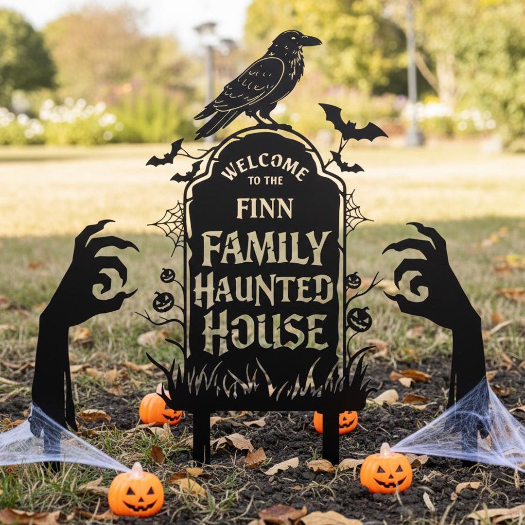 Custom Haunted House Sign,haunted House Yard Sign,halloween Zombie Hand ...