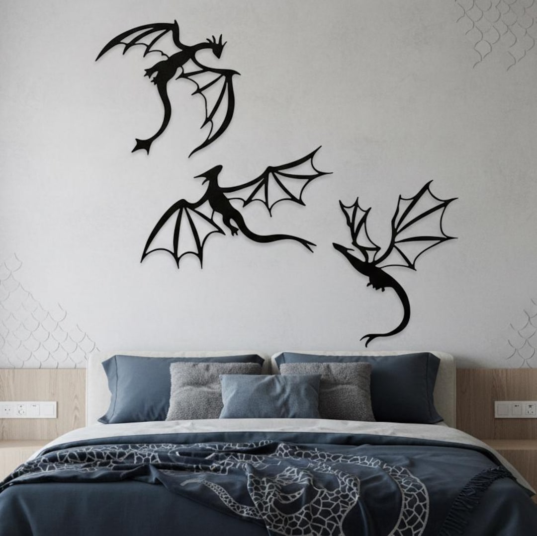 Dragon Metal Wall Decor,fantasy Dragon Wall Art,dragon Silhouette Wall ...