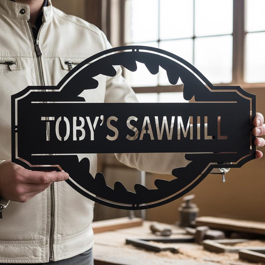 Custom Sawmill Name Sign,personalized Metal Shop Decor,woodworking ...