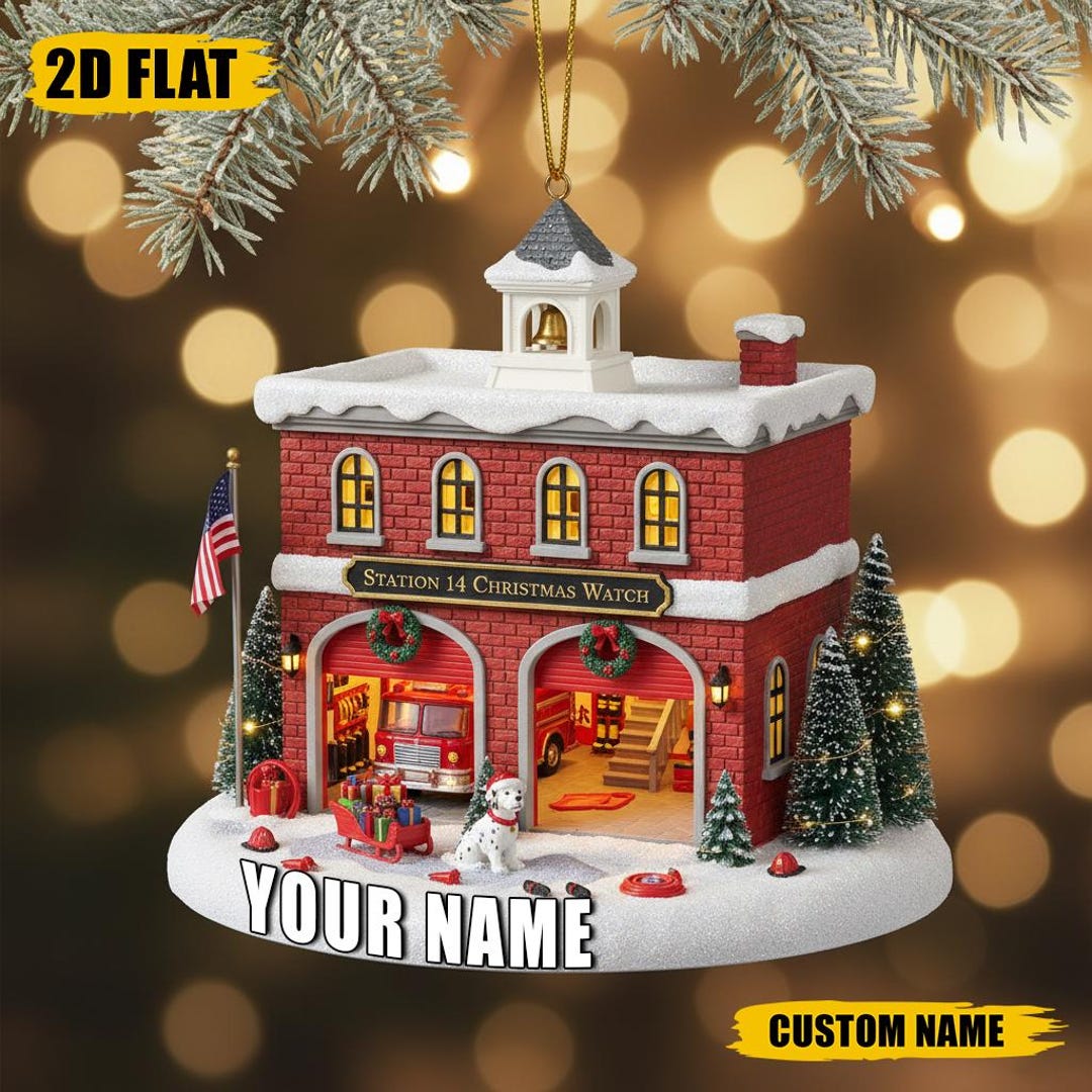 Personalized Firehouse Christmas Ornament – Station 14 Design – 2D Flat ...