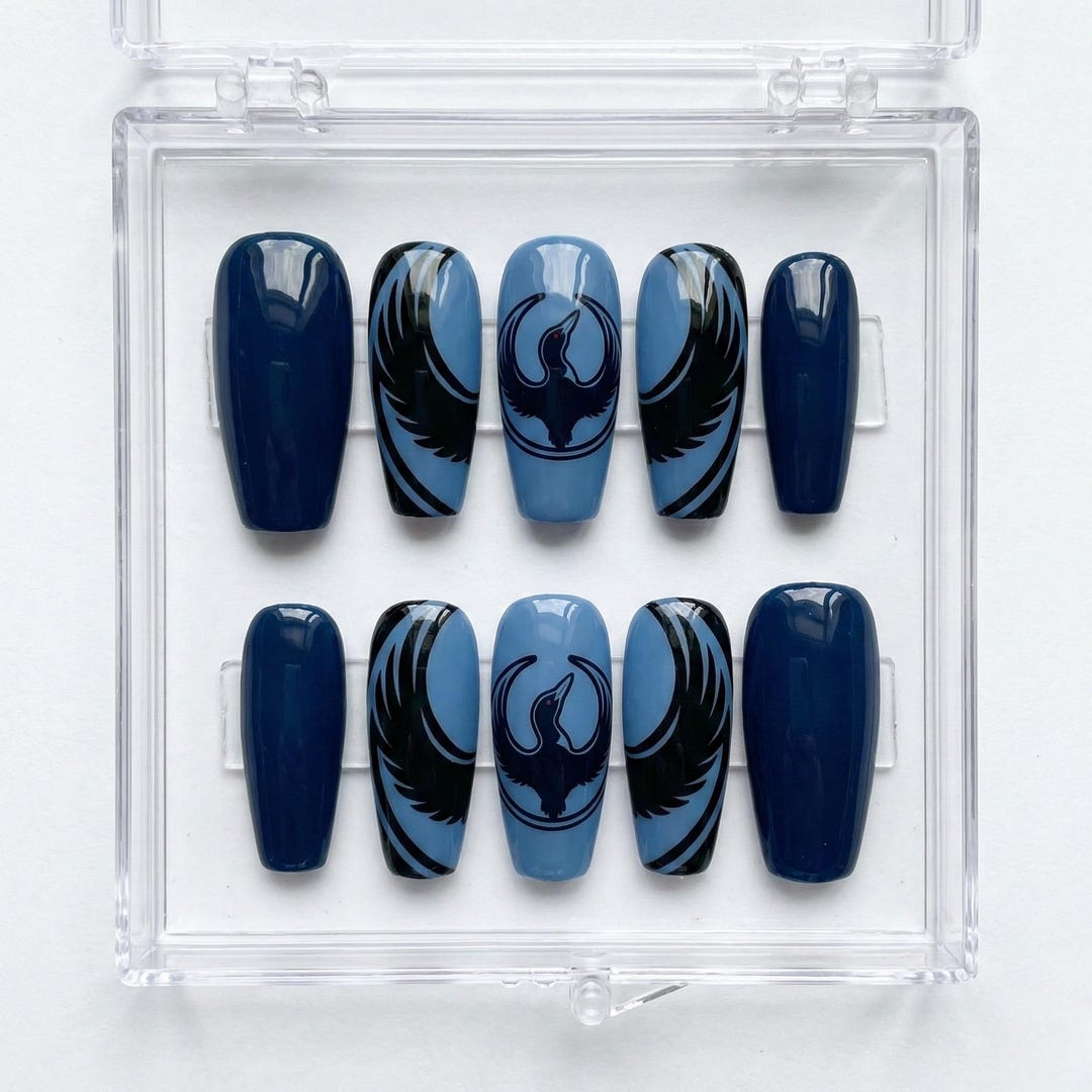 Gothic Raven Press on Nails: Dark Fantasy Wings Nail Art - Etsy