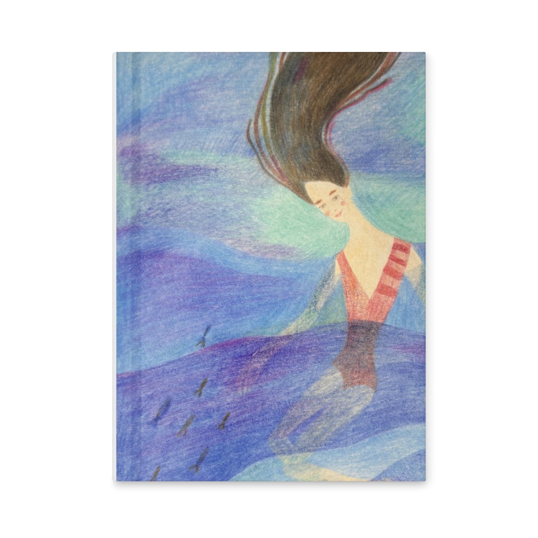 Sketchbook With Pencil Drawing of Girl in the Sea | Handmade Art ...