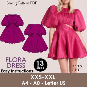 FLORA Dress - Puffy Skirt Dress| Puff Sleeve | Women Dress Pattern ...