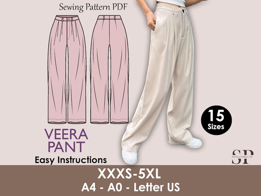 VEERA Pant Sewing Pattern | Wide Classic | Pleat Pant | Straight ...