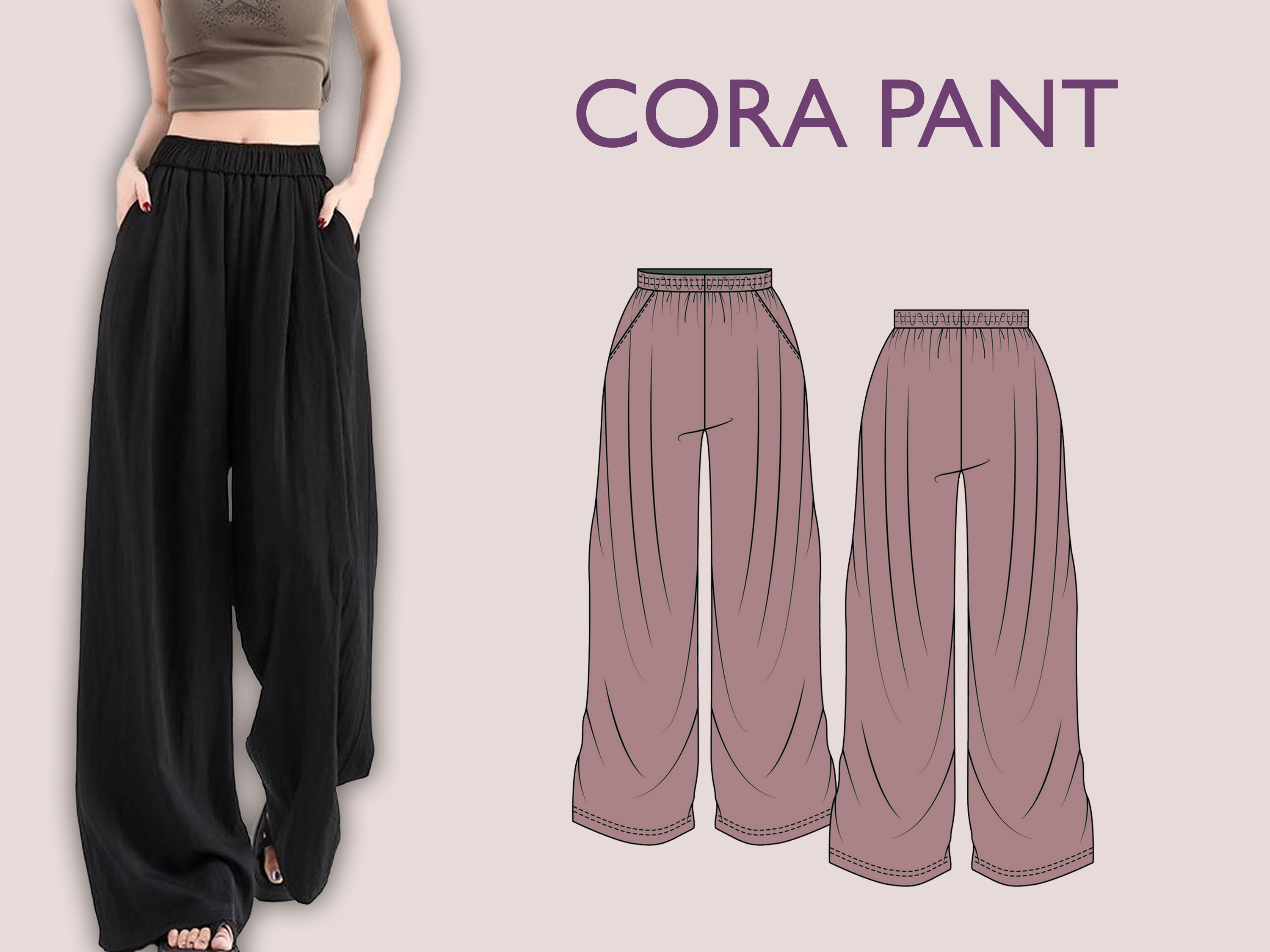 CORA Pant Sewing Pattern | Wide Leg Loose Trousers PDF |elastic Waist ...
