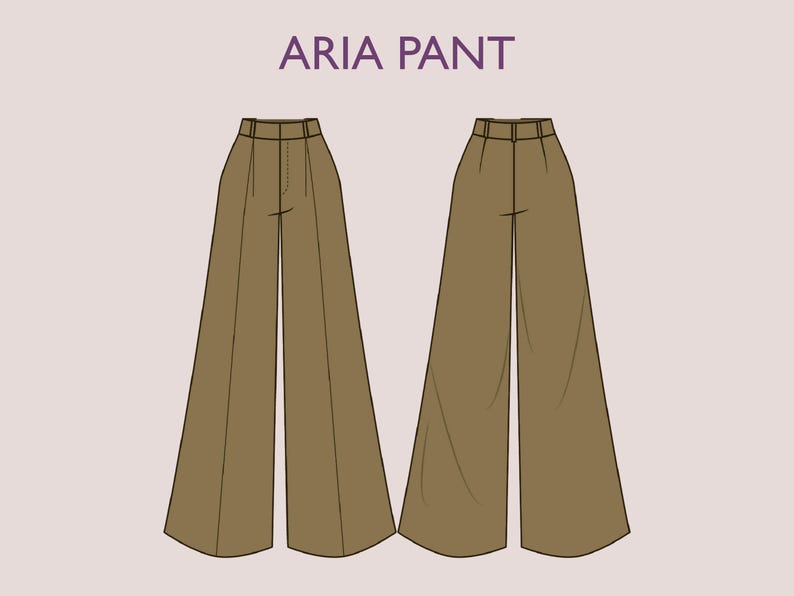 ARIA Pant Sewing Pattern | Wide Leg High Waist Trousers PDF | Women ...
