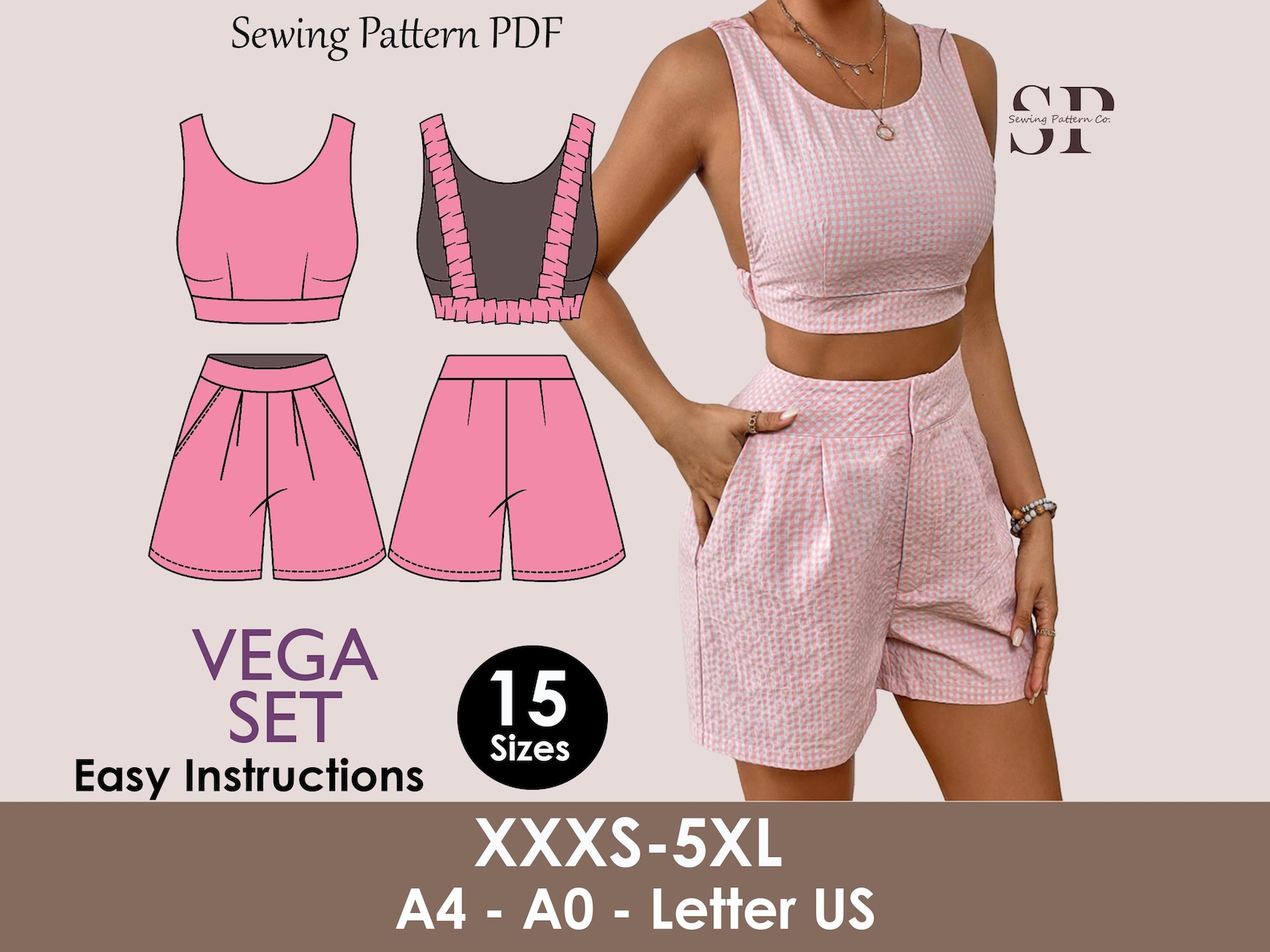 VEGA Set - Backless Crop Top | High Waist Short | Women Dress Pattern ...