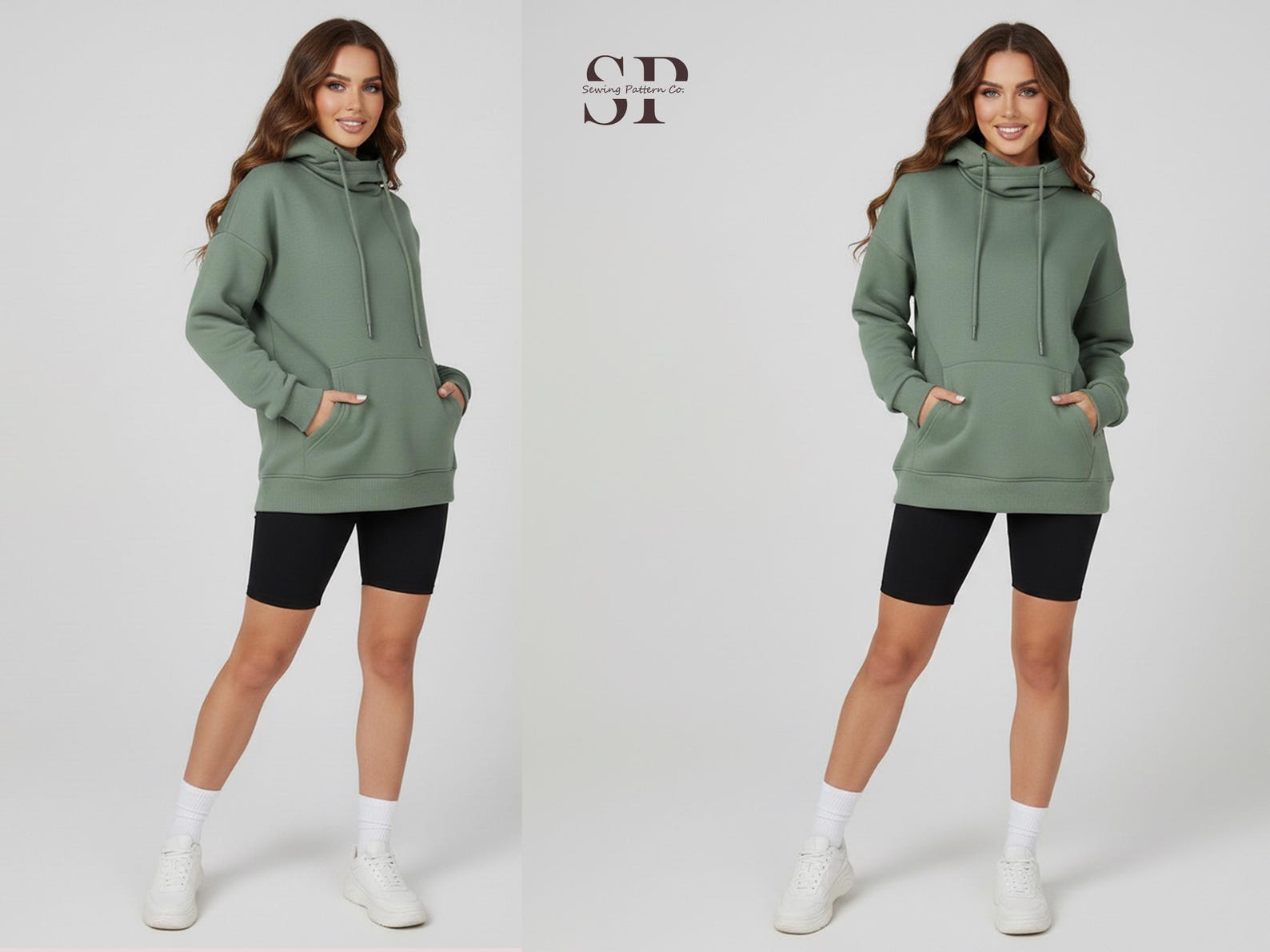 Cross Neck Hoodie Sewing Pattern PDF, Women’s Pullover Hoodie Pattern ...