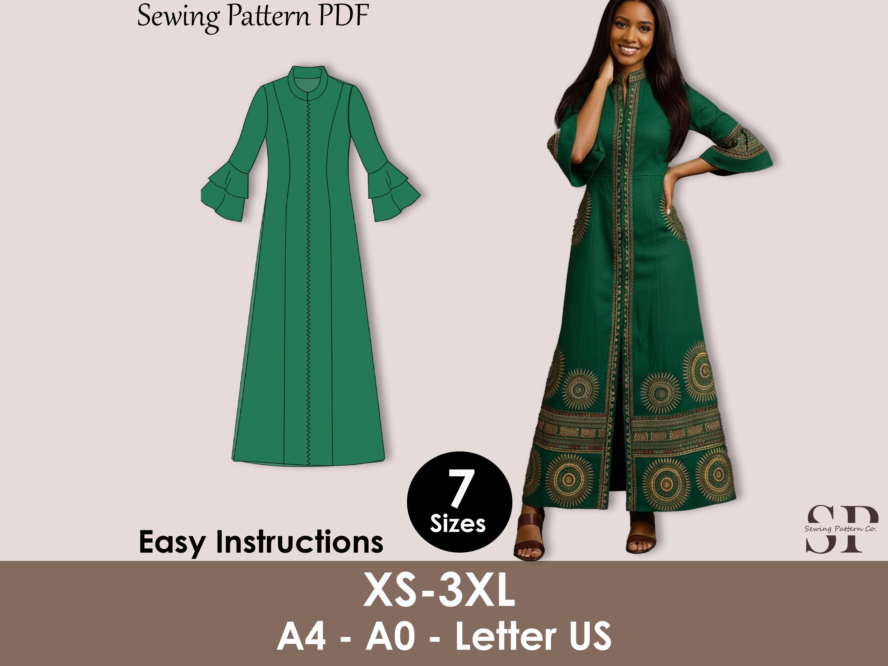 African Maxi Dress Sewing Pattern PDF | Dashiki Style Long Dress ...