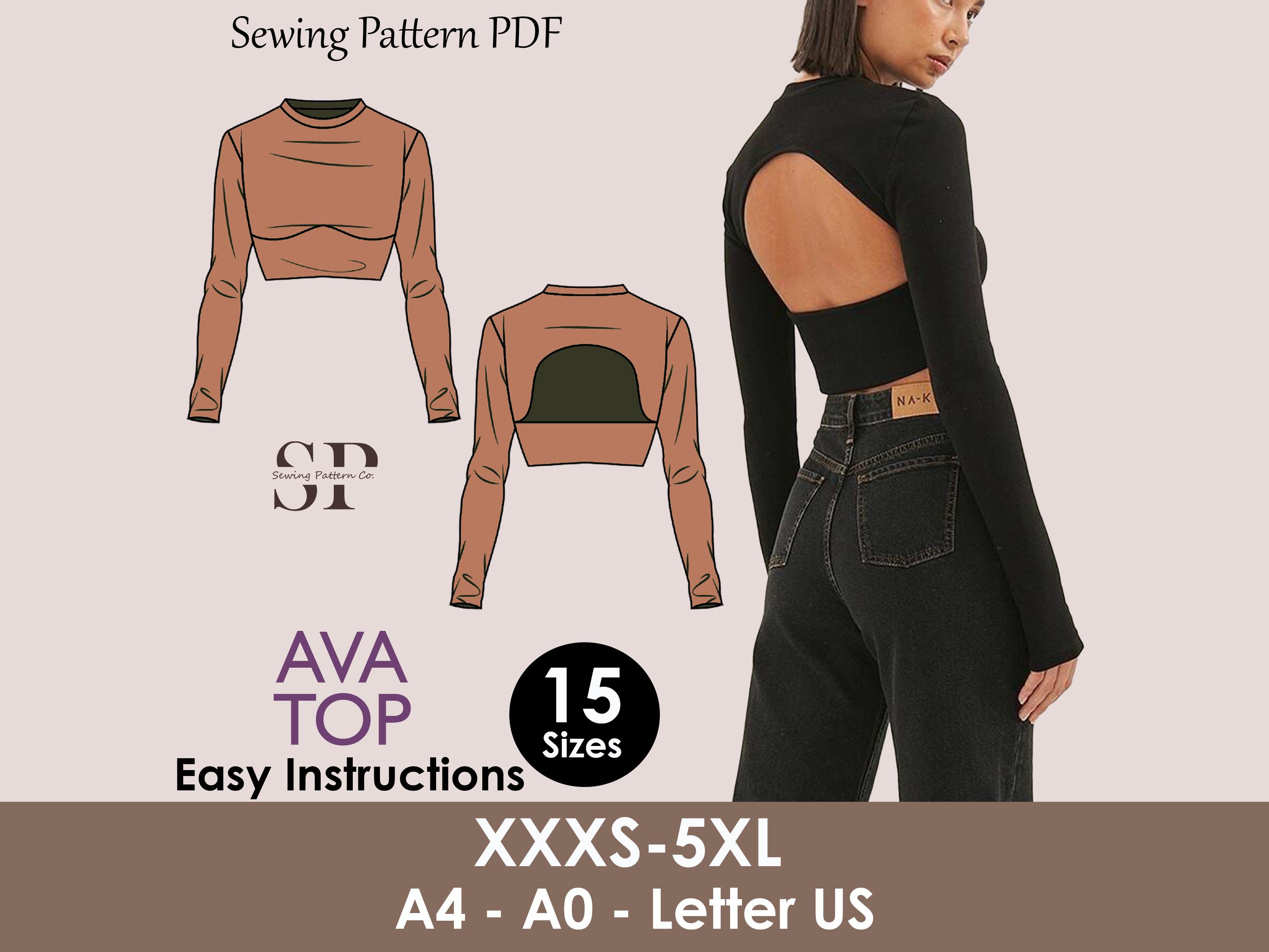 AVA Top - Turtleneck & Mock Neck Top | Back Cut Out Crop Top Sewing ...