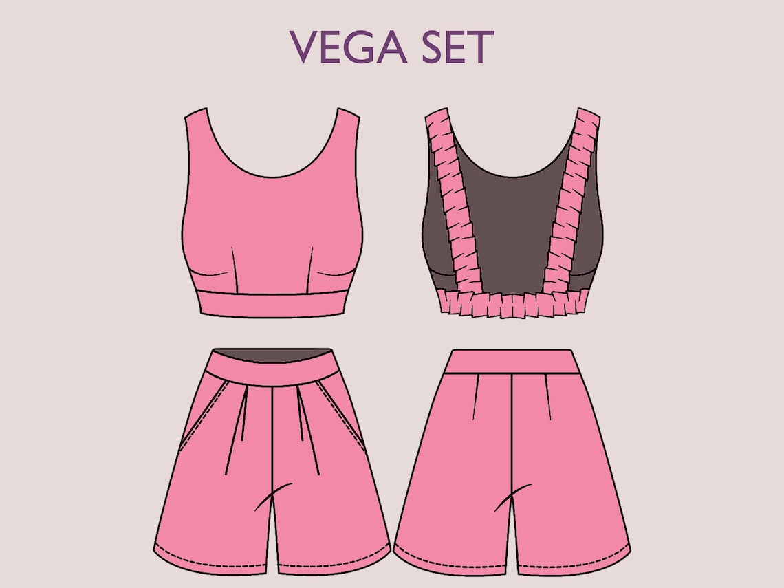 VEGA Set - Backless Crop Top | High Waist Short | Women Dress Pattern ...