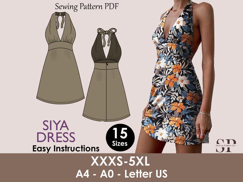 Deep Vneck Summer Dress Sewing Pattern