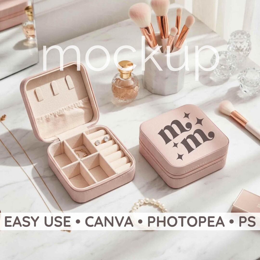 Pink Travel Jewelry Case Mockup (PNG) - Etsy