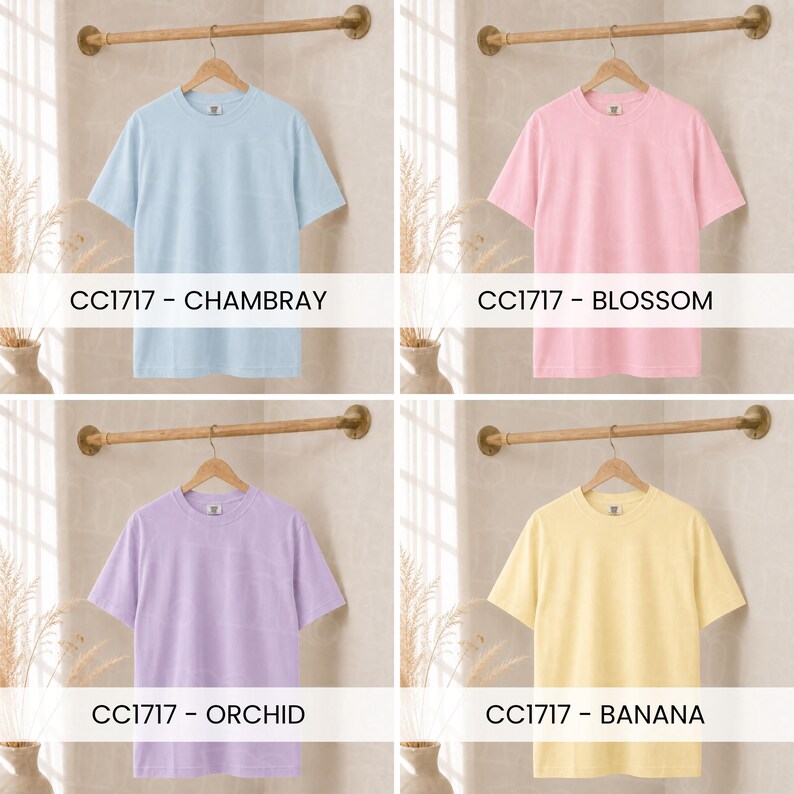 Comfort Colors® CC1717 Mockup Bundle 12 Hanging Shirt Colors, Garment ...