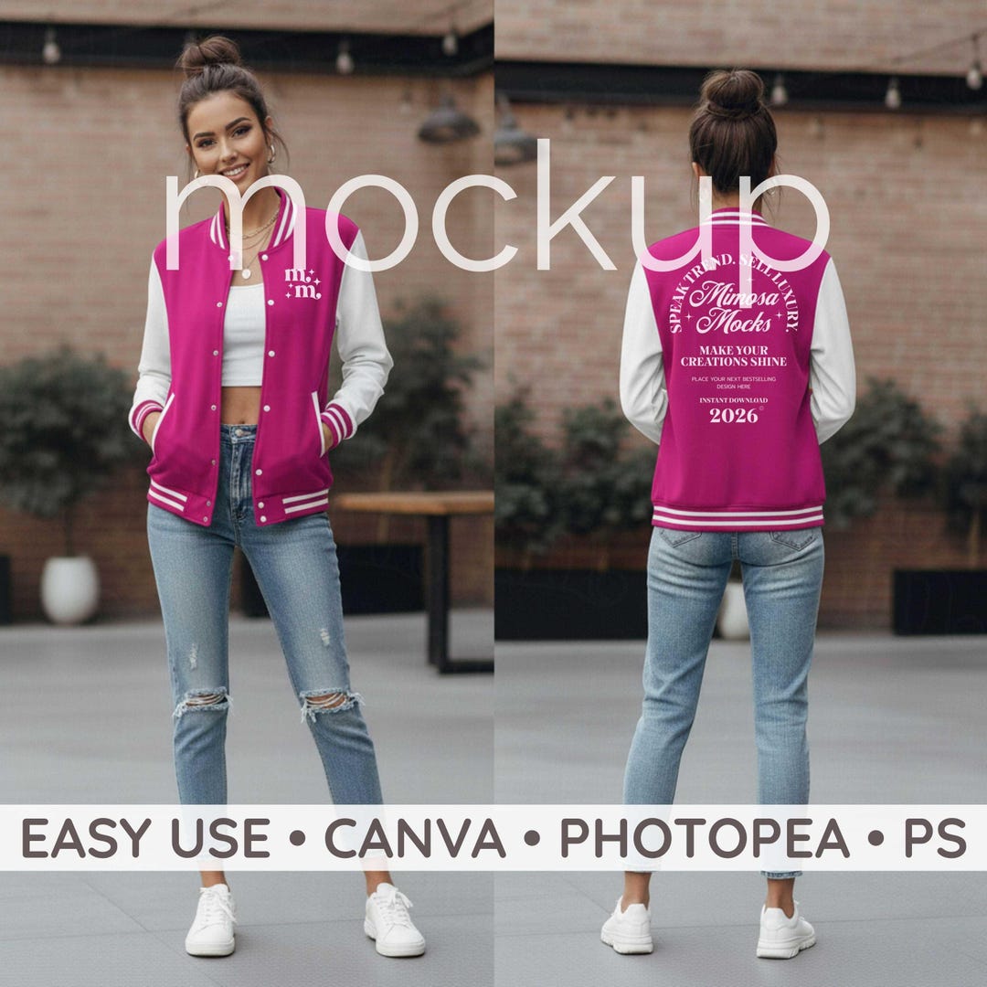 Mockup Letterman Jacket Mock up Varsity Jacket on Model AWDIS JH043 - Etsy