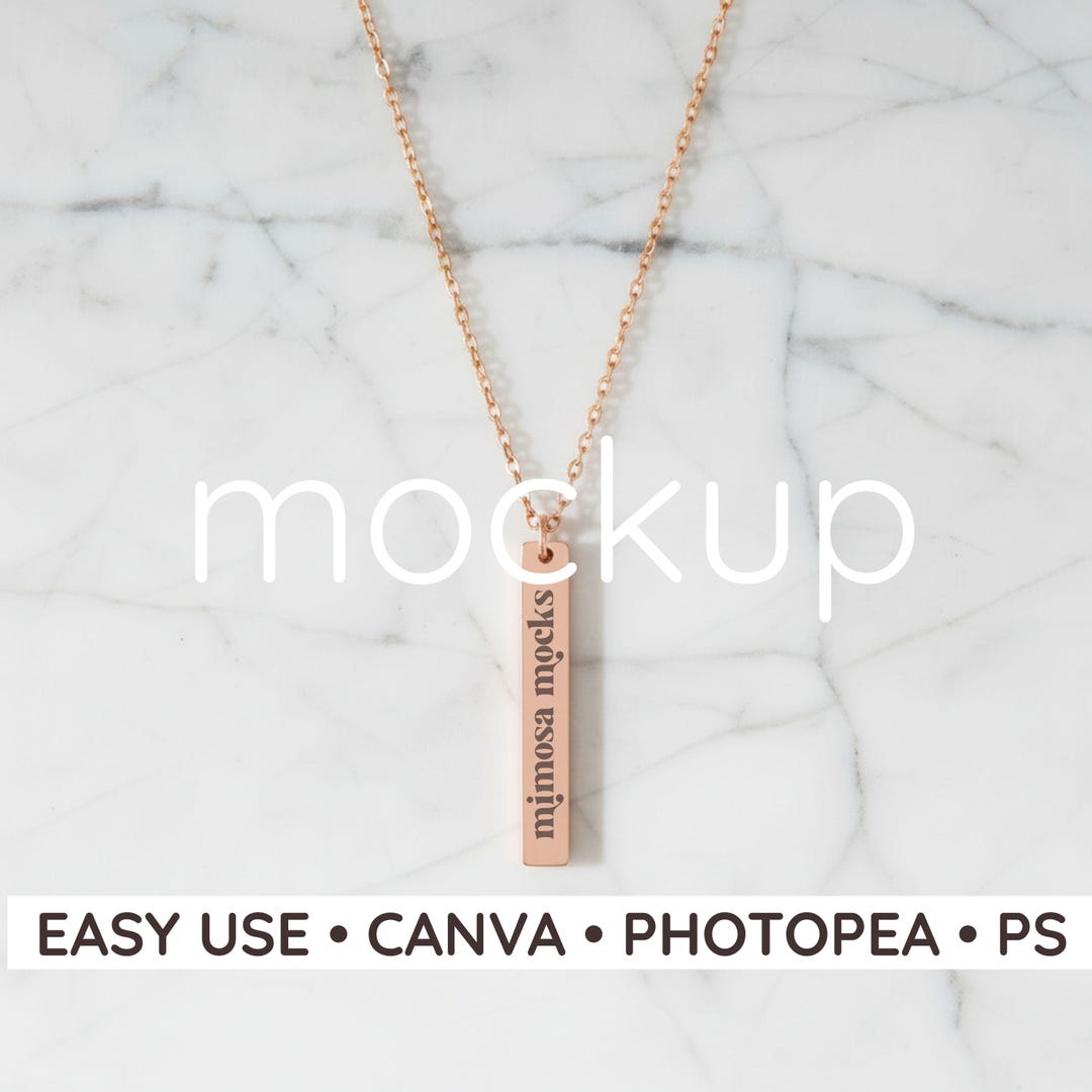 Mockup Vertical Bar Necklace Rose Gold Mock up POD Jewelry Necklace for ...