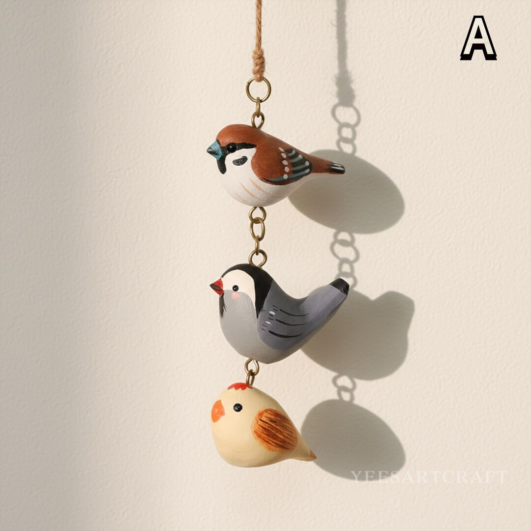 Handmade Wooden Bird Ornament, Hand Crafted Birds, Christmas Ornament ...