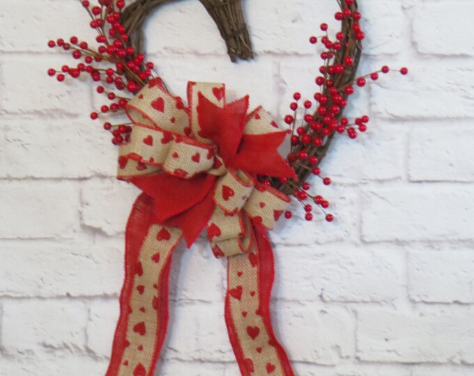 Grapevine Heart, Red Berry Heart, Valentine Wreath, Grapevine Valentine ...