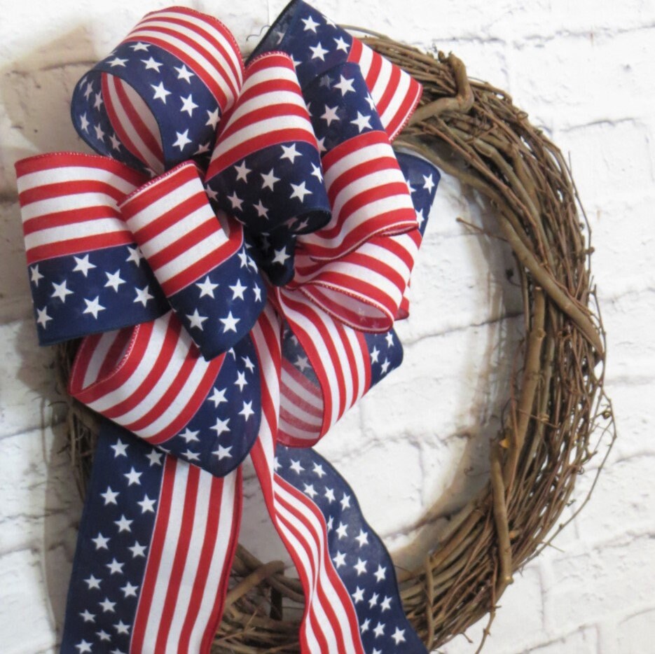 Patriotic Bow Large Patriotic Bow USA Flag Bow Patriotic - Etsy
