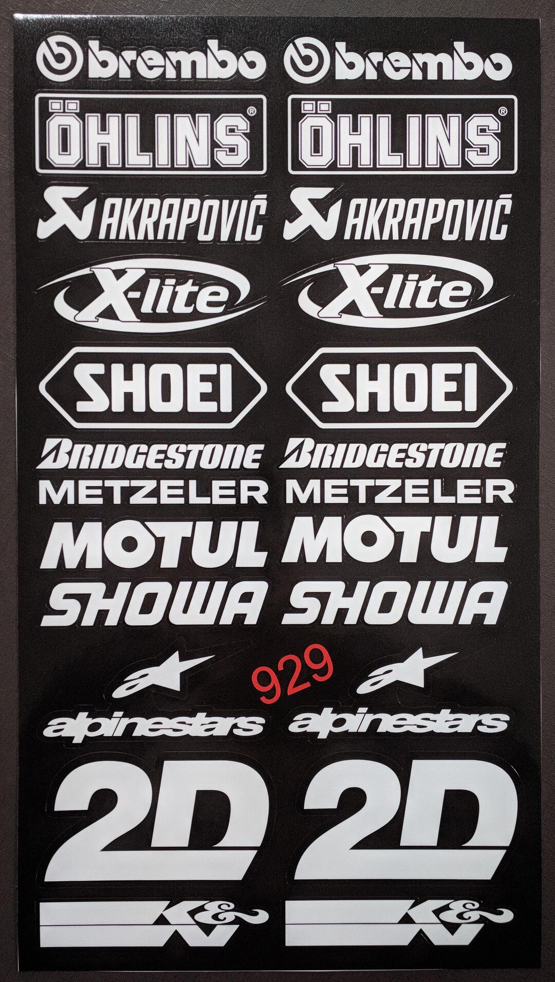 Technical Sponsor Logo Sticker Kit for Motorcycles Helmets and Fairings ...