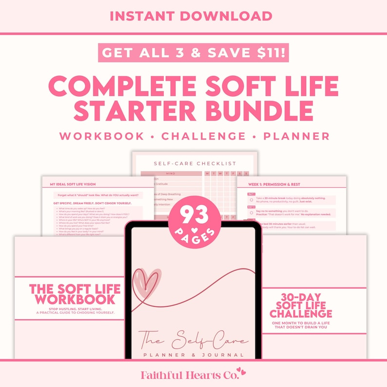 Complete Soft Life Bundle - Self Care Planner, Guided Workbook ...
