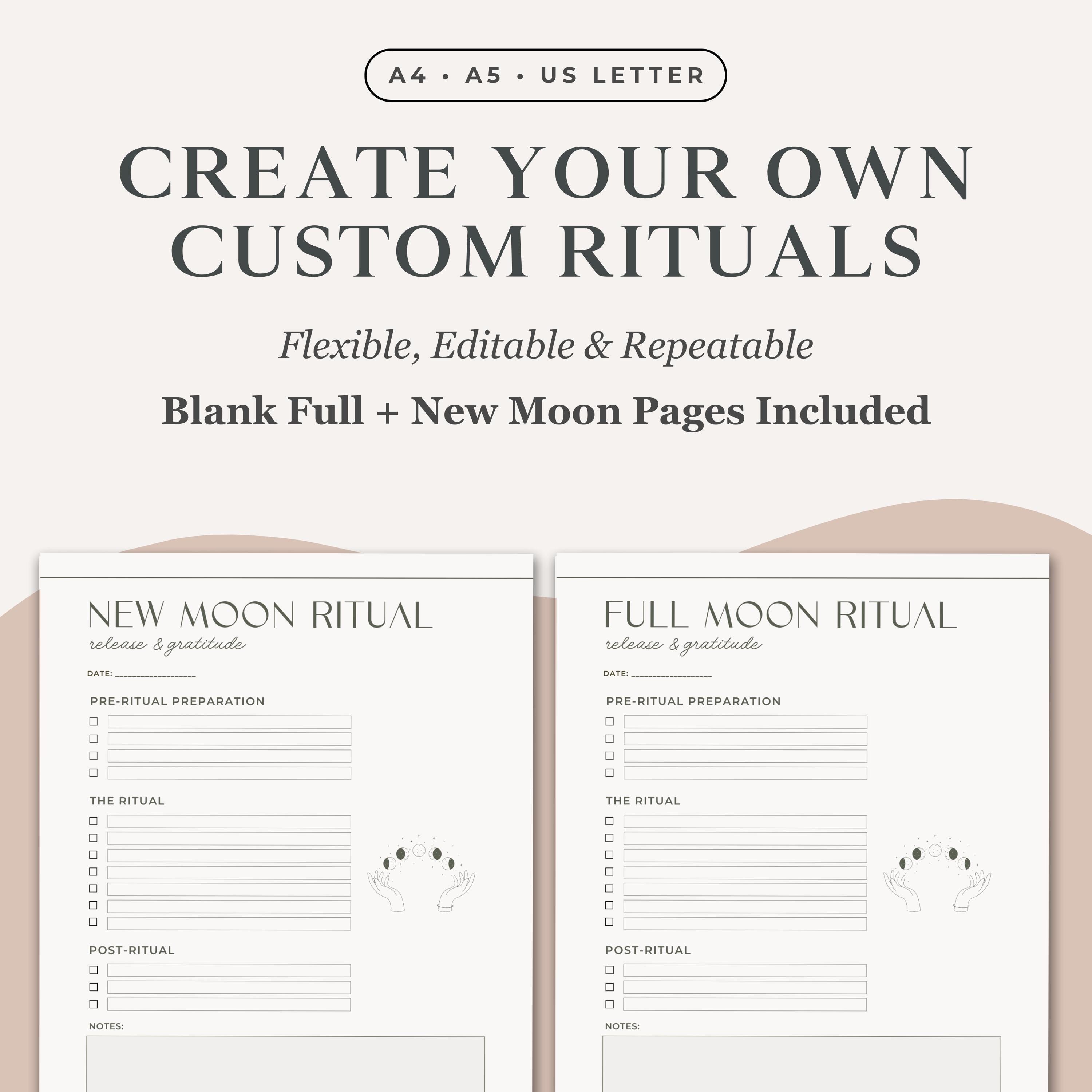Moon Ritual Checklist Editable | New Moon Full Moon Guide PDF | Lunar ...