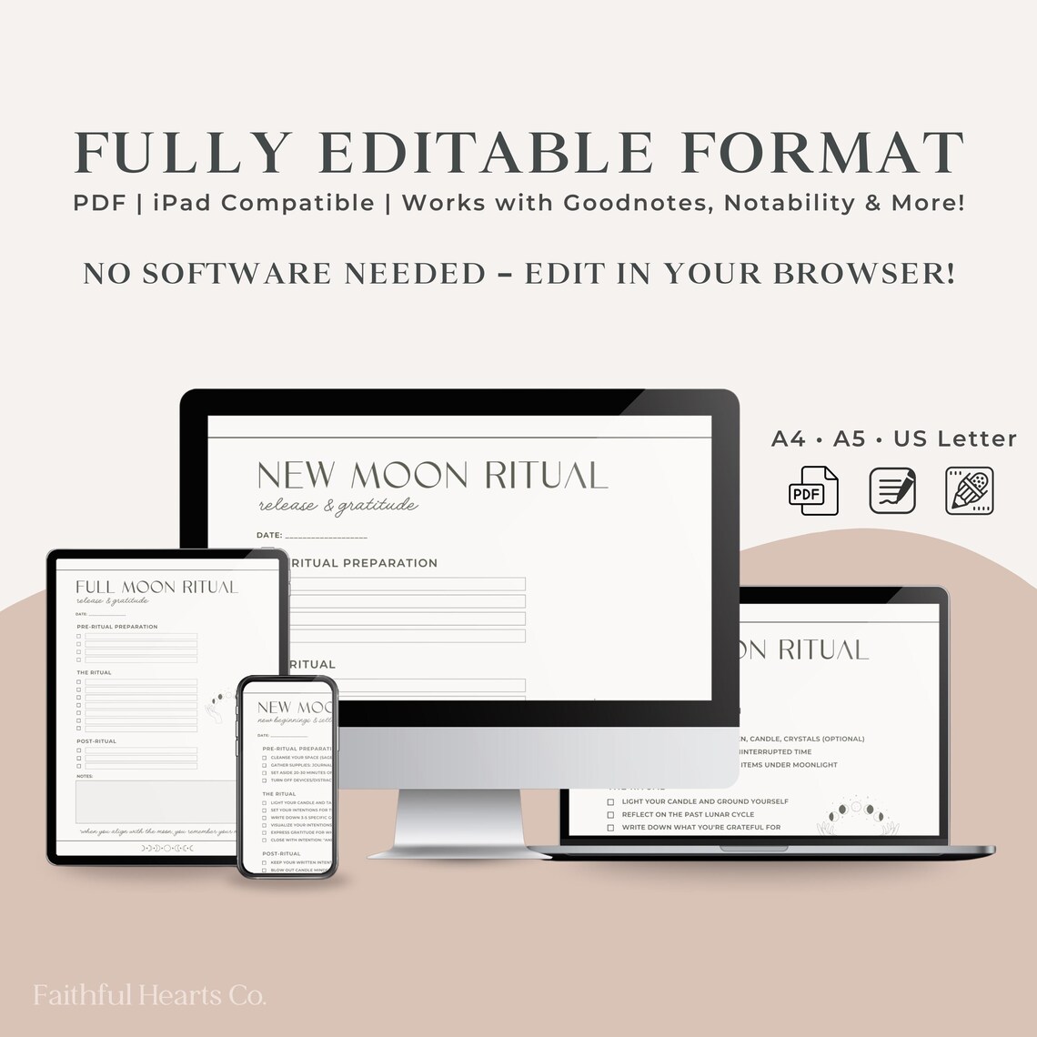 Moon Ritual Checklist Editable | New Moon Full Moon Guide PDF | Lunar ...