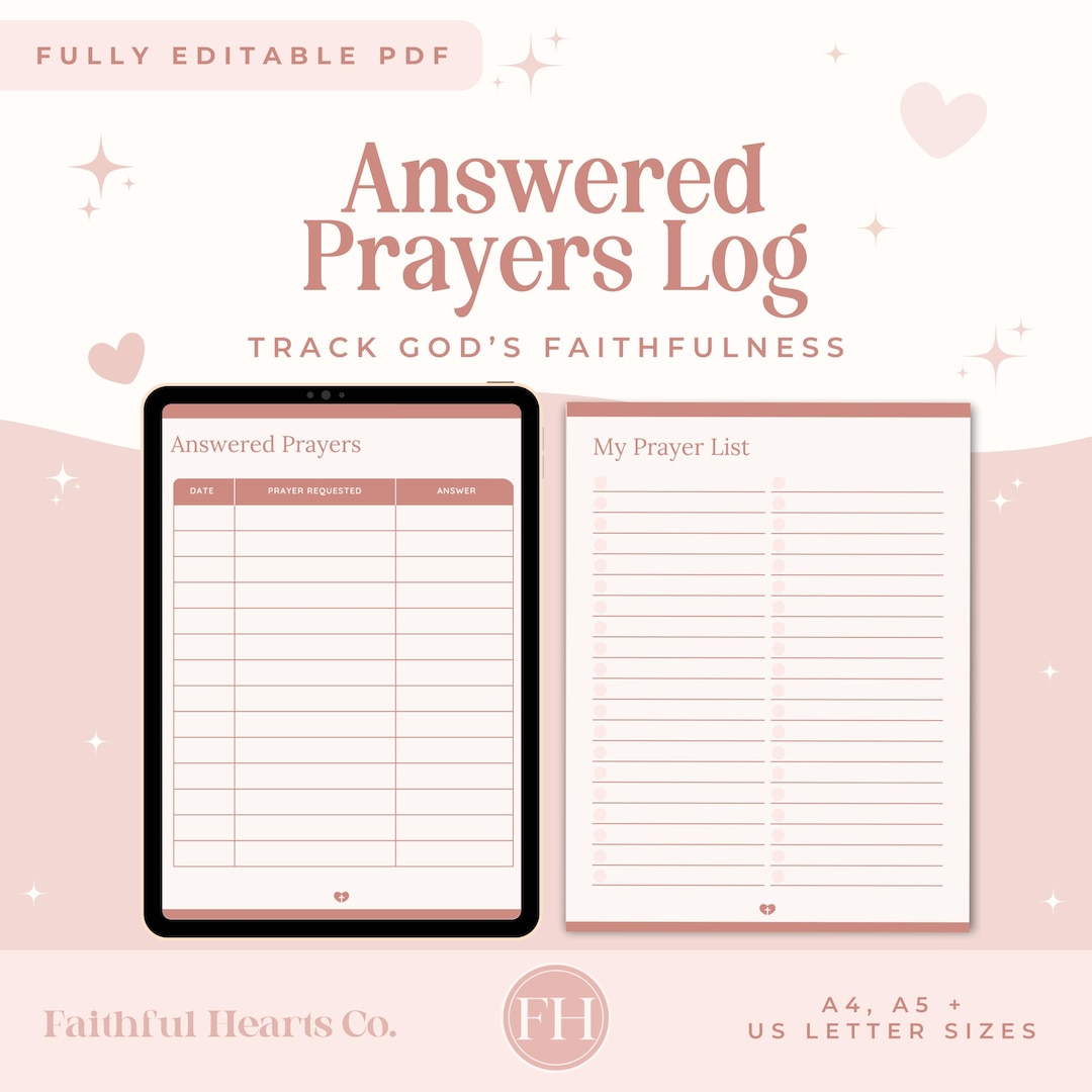 Prayer Journal Printable: Answered Prayers Log & Tracker (digital ...