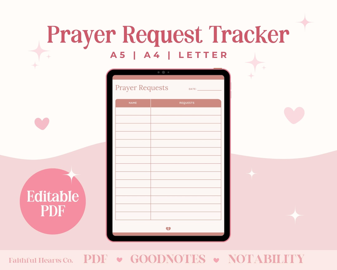 Prayer Request Tracker: Christian Prayer Journal Page (printable ...