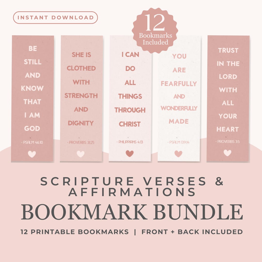 Faith Bookmarks Printable Bundle - 12 Scripture Bookmarks Digital ...