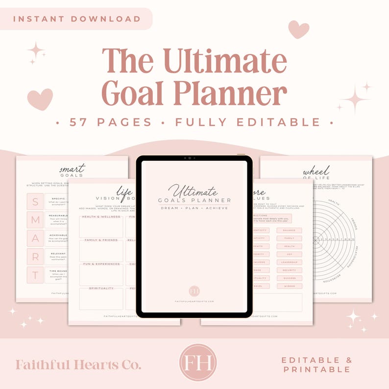 Digital Goal Planner Printable for Women Goal Setting Workbook PDF ...