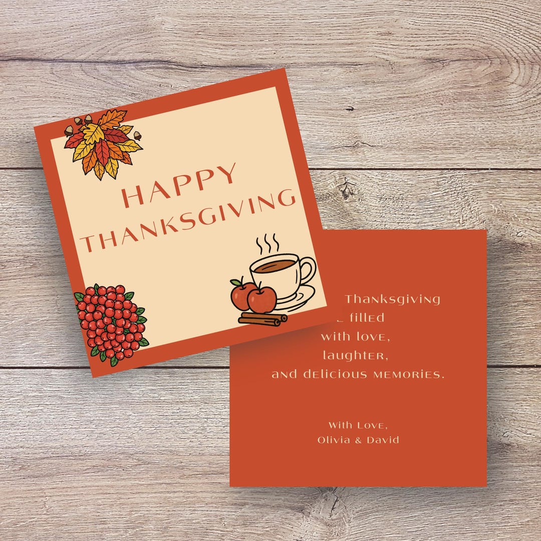 Printable Thanksgiving Greeting Card Template Holiday Stationery ...
