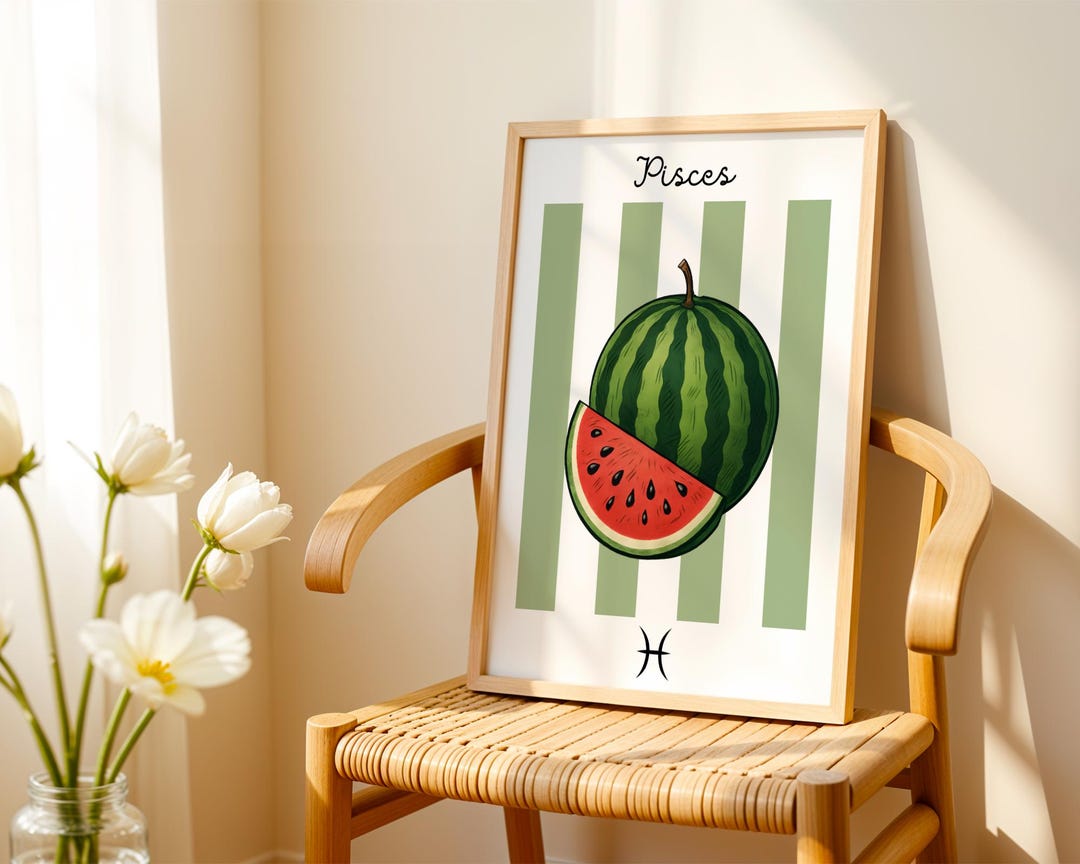 Pisces Star Sign Fruit Watermelon Zodiac Sign Astrology Digital Wall ...