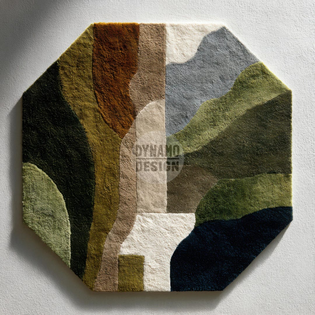 Handmade Wool Octagon Rug 8x8 Feet | Modern Beige Gray Area Carpet - Etsy