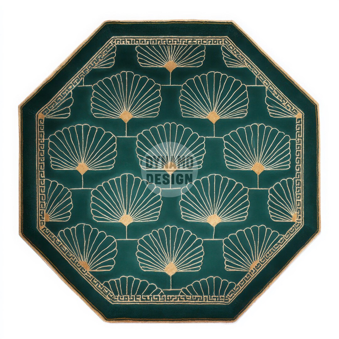 Handmade Wool Octagon Rug | Rich Shape of Green Area Rug, 8x8 - Etsy