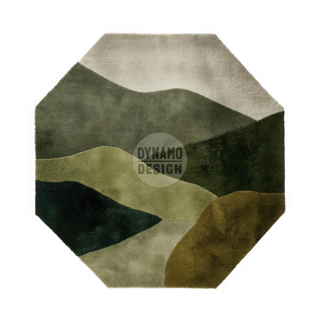 Handmade Wool Octagon Rug 8x8 Feet | Modern Beige Gray Area Carpet for ...