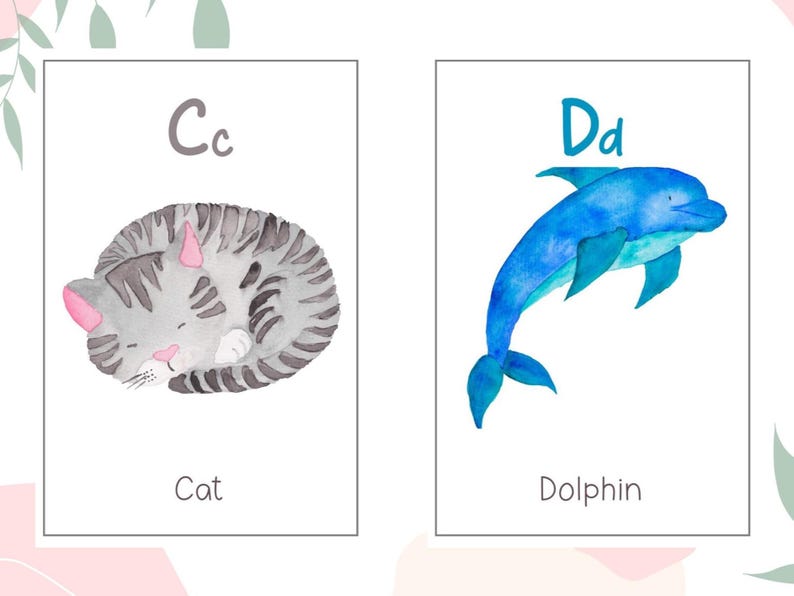 Watercolor Animal Alphabet Flashcards • A–Z Animal Cards for Small ...