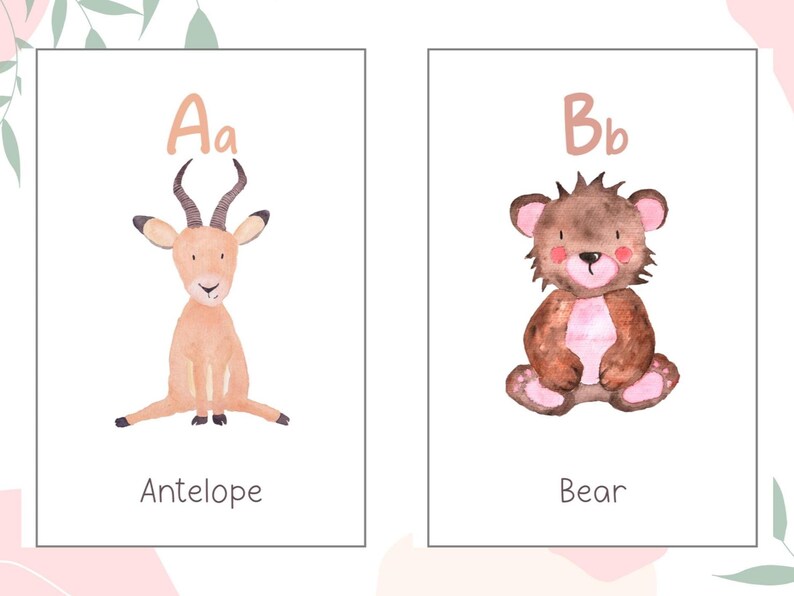 Watercolor Animal Alphabet Flashcards • A–Z Animal Cards for Small ...