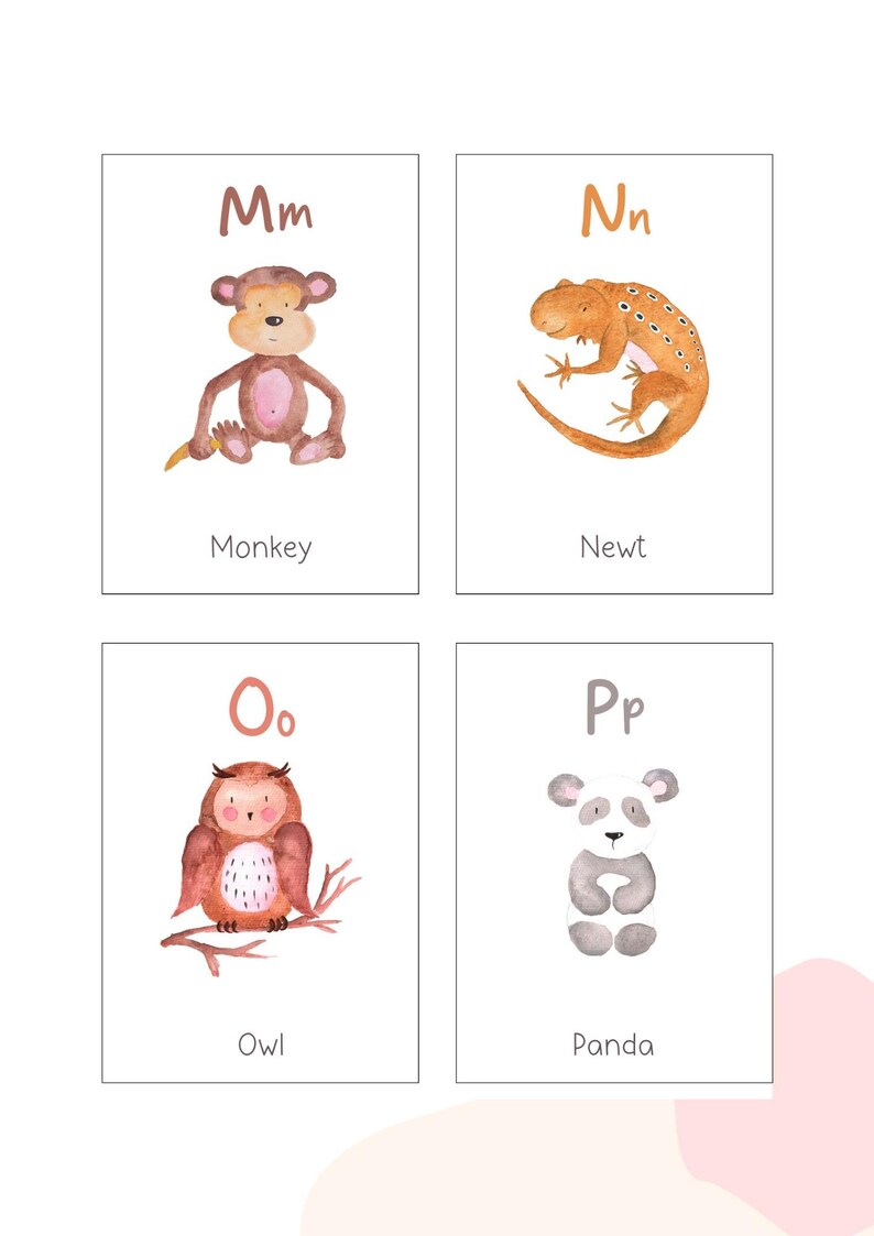 Watercolor Animal Alphabet Flashcards • A–Z Animal Cards for Small ...
