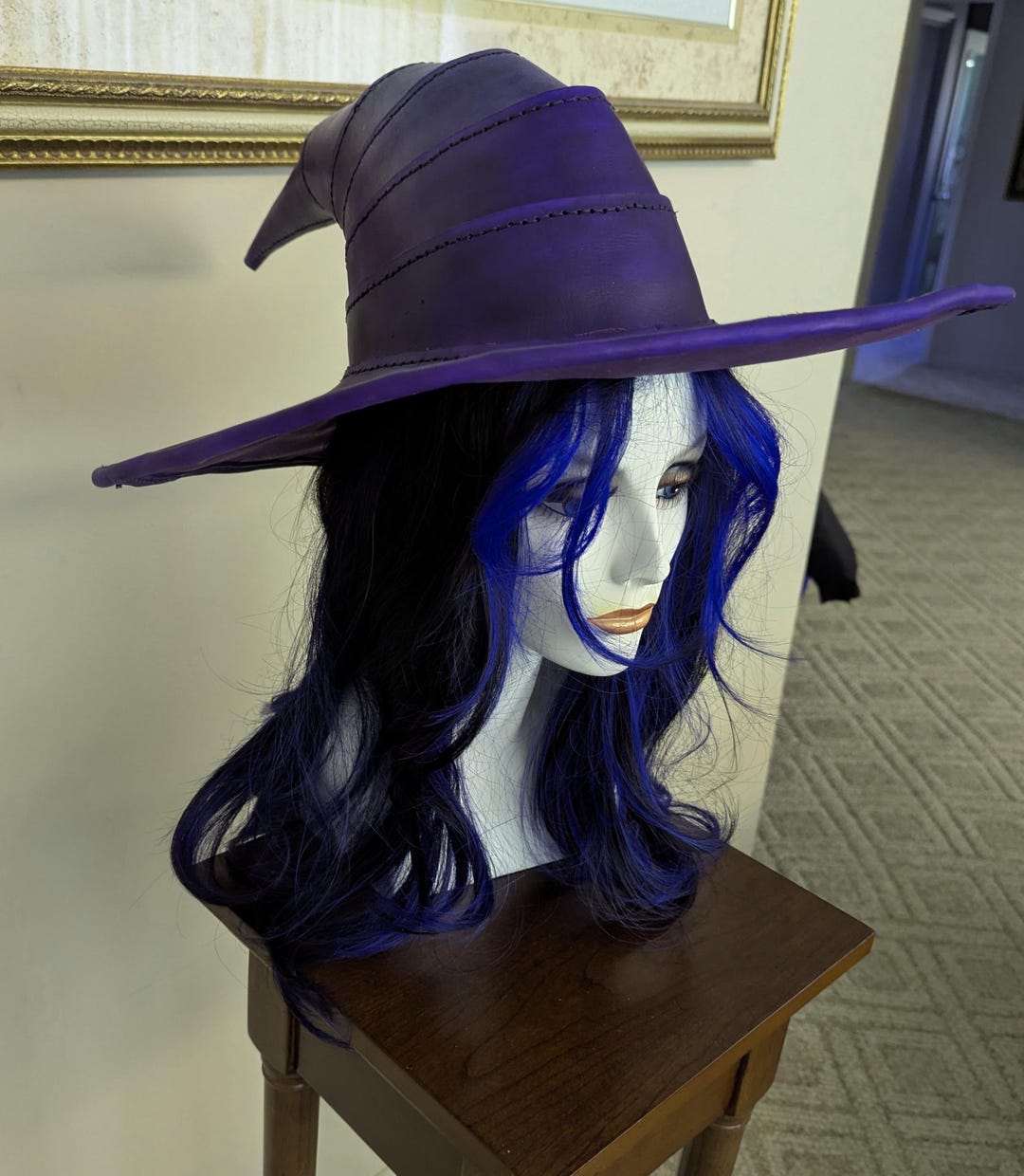 Purple Leather Wicca Witch Wizard Hat – Handmade Veg Tan | Medium 56 ...