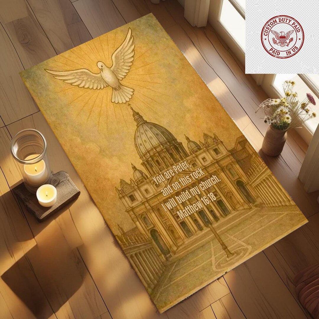 Christian Prayer Rug With St Peter’s Basilica and Matthew 16:18 ...