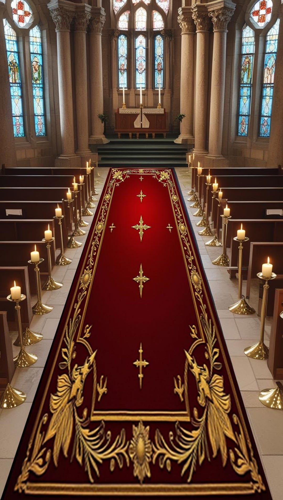 Custom Church Runner Rug: Washable Polyester Chenille Aisle Decor - Etsy